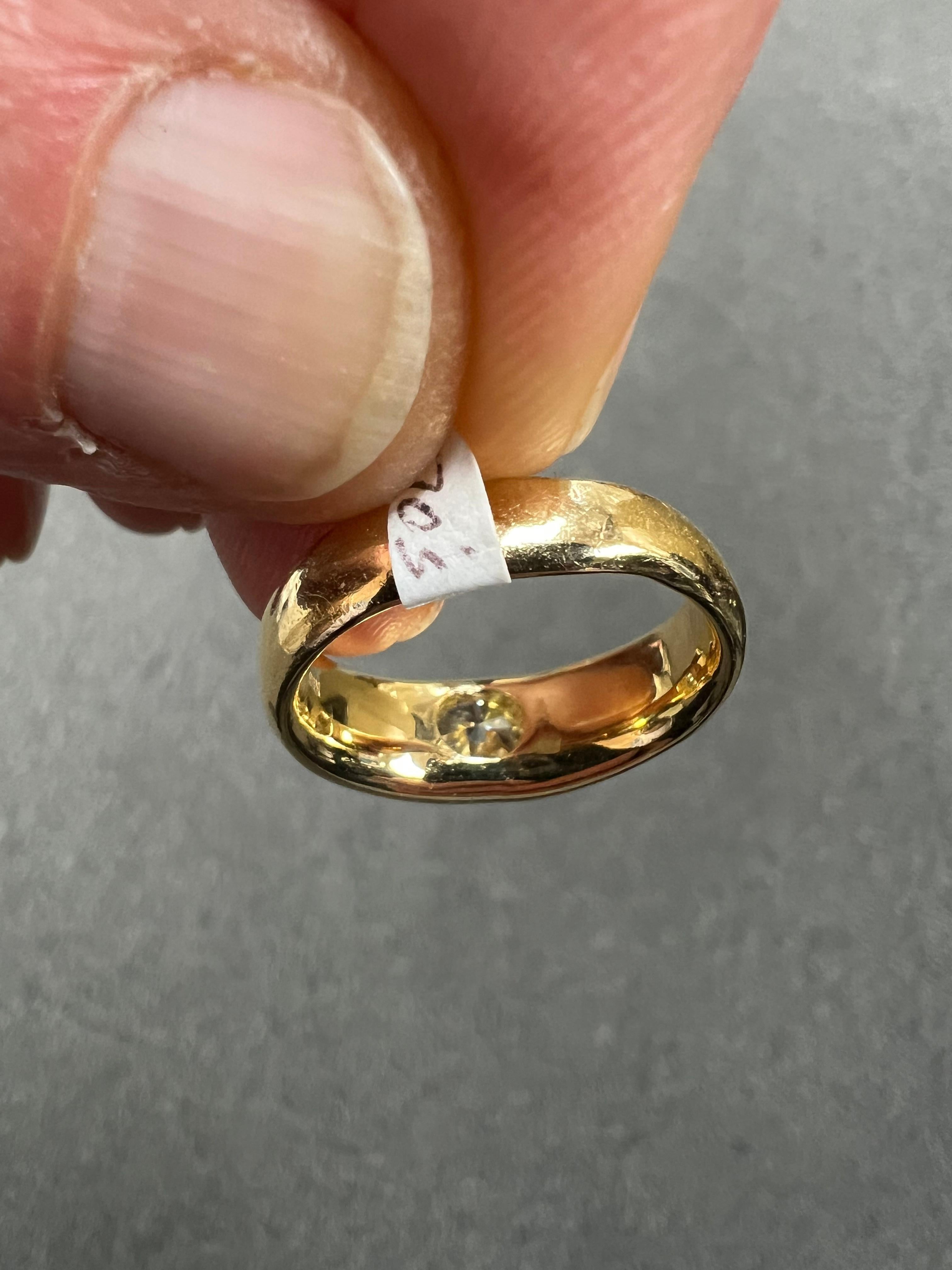Vintage Burnish Set Diamond Yellow Gold Band Ring Circa 1970 For Sale ...