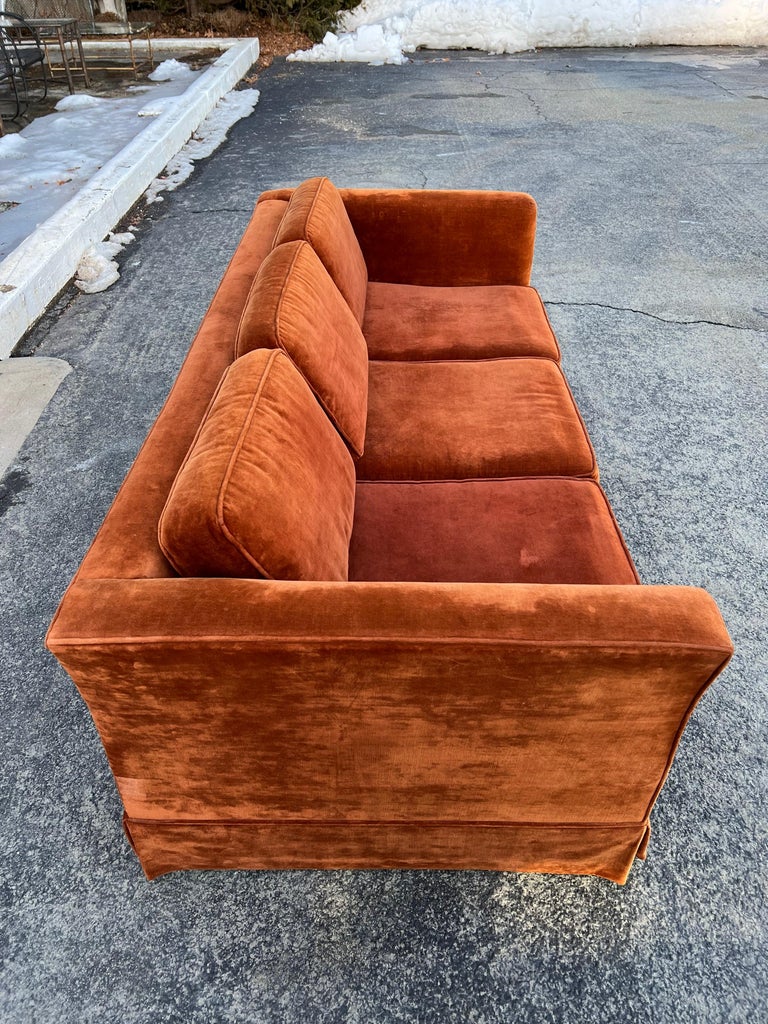 Vintage Burnt Orange Velvet Sofa at 1stDibs