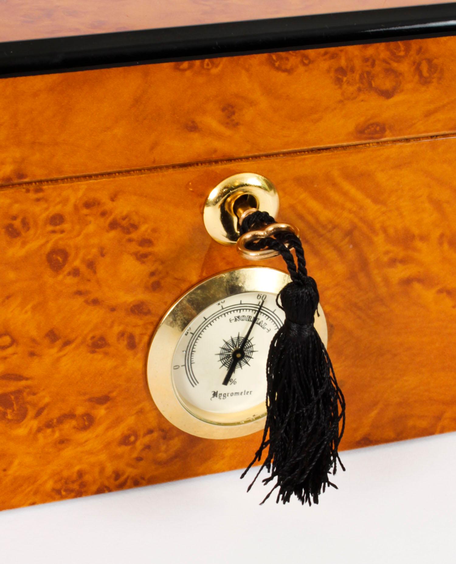 Vintage Burr Walnut Humidor with Hygrometer Mid-20th Century For Sale ...