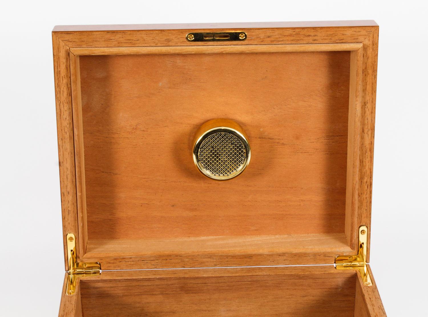 Vintage Burr Walnut Humidor with Hygrometer Mid-20th Century For Sale ...
