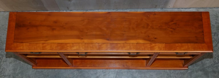 Vintage Burr Yew Wood Dwarf Open Bookcase / Sideboard with Three Large ...