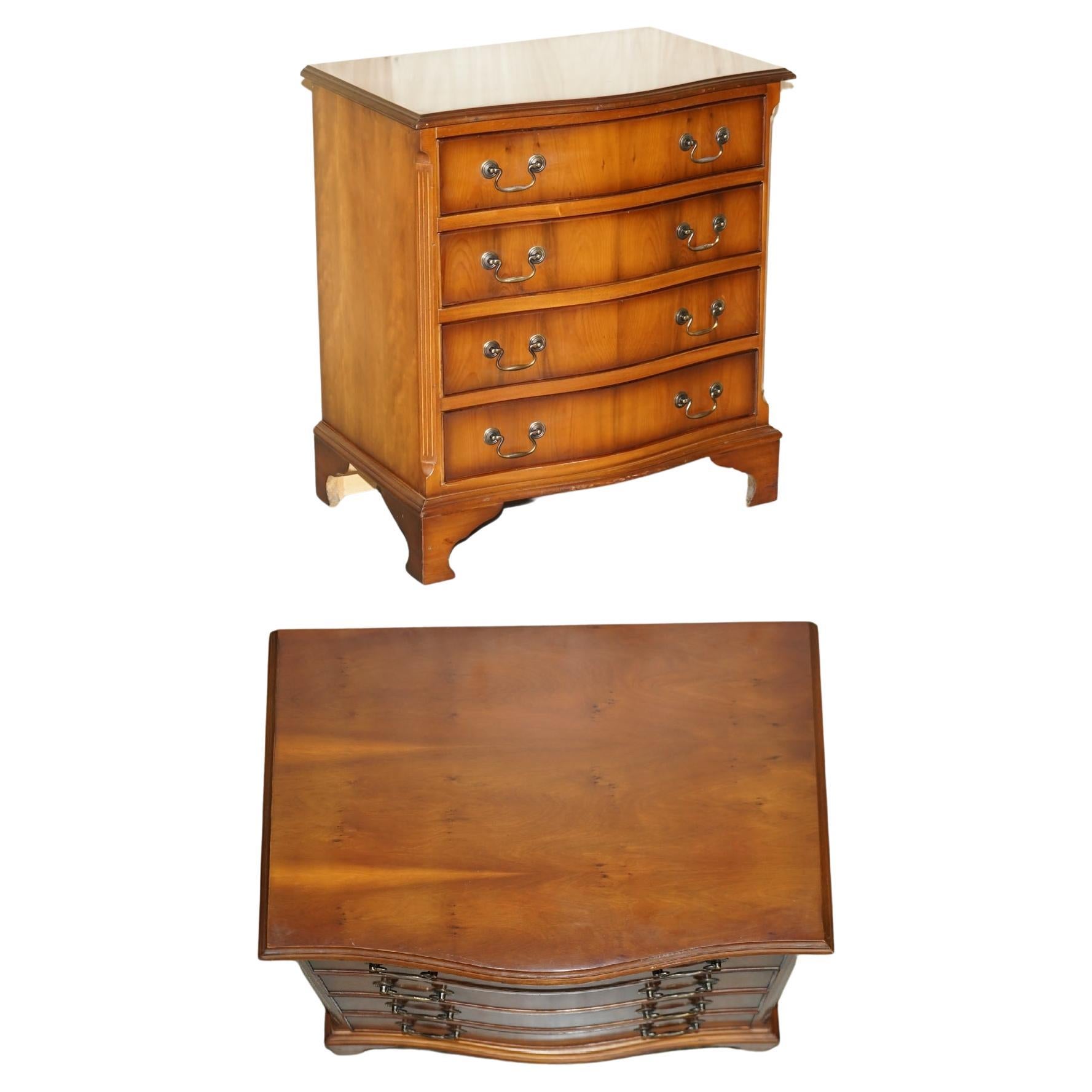 circa 1940's Burr Walnut Serpentine Fronted Bedside Side Table Chest of ...
