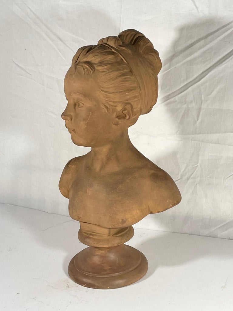 Bust of Young Girl Terracotta Toned Plaster Sculpture After Jean ...