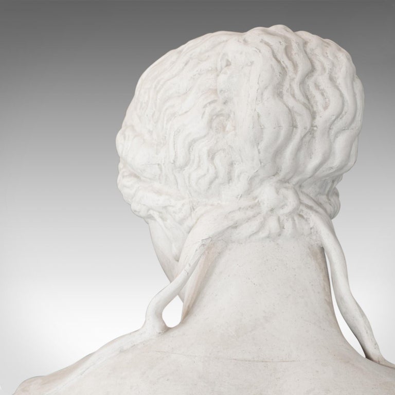 Vintage Bust on Pedestal, English, Plaster, Female Portrait, Doric ...