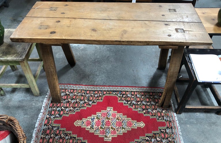 Vintage Butcher Block Console Table at 1stDibs
