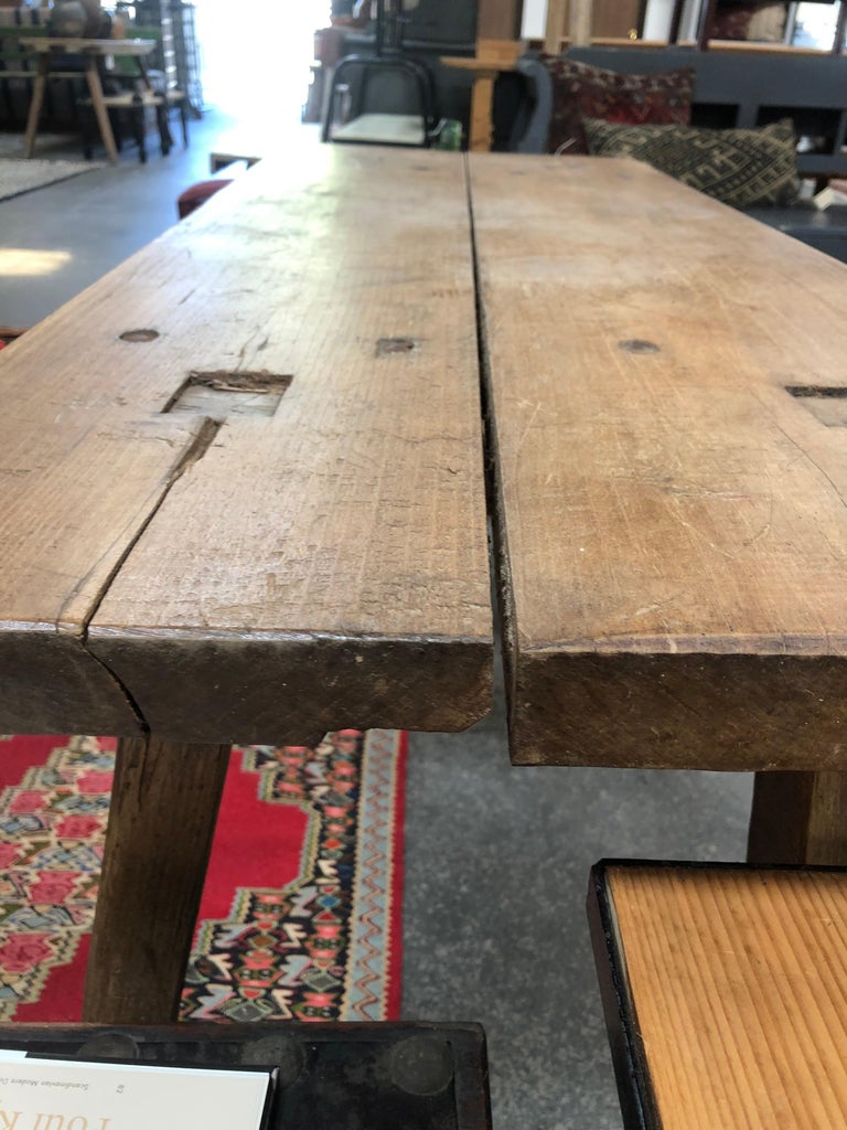 Vintage Butcher Block Console Table at 1stDibs
