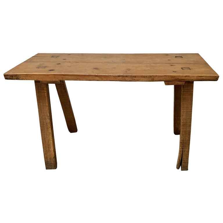 Vintage Butcher Block Console Table at 1stDibs