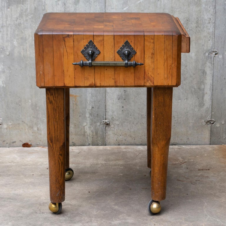 Vintage Butcher Block Table at 1stDibs