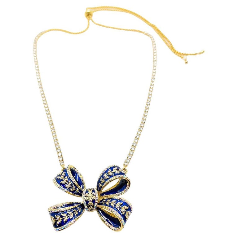 Vintage Butler and Wilson Jewelled Enamel Bow Necklace 2000s For Sale ...