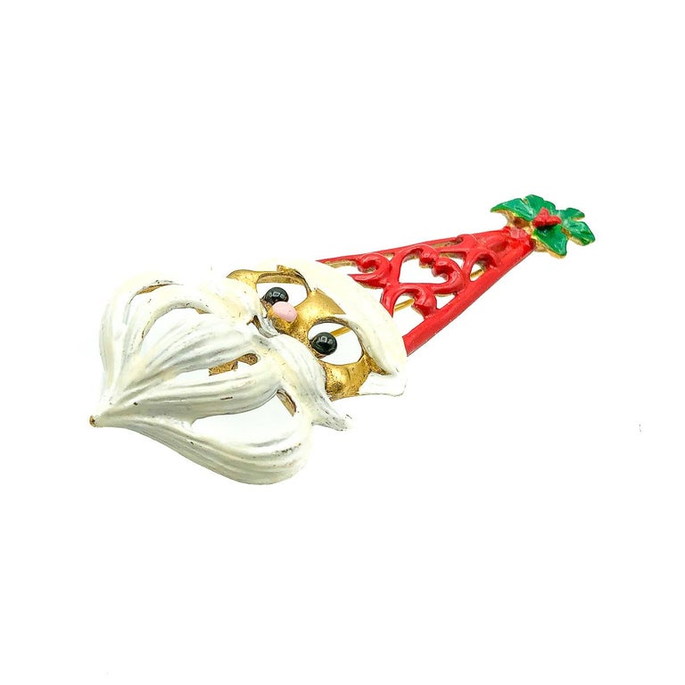 Vintage Butler and Wilson Large Enamelled Father Christmas Brooch 1980s ...