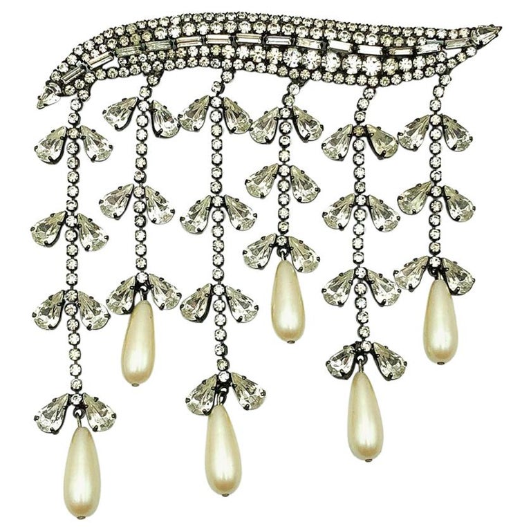 Vintage Butler and Wilson, London Statement Pearl and Crystal Cascade ...