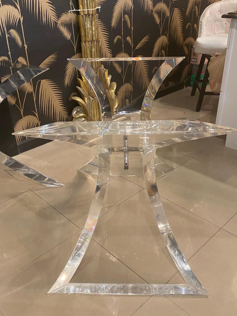 Vintage Butterfly Lucite and Chrome Dining Table Console Bases Lion In ...