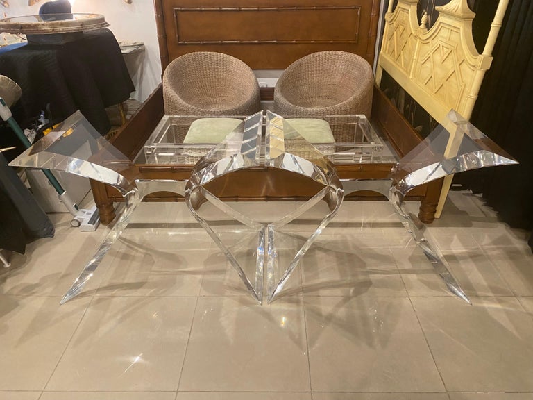 Vintage Butterfly Lucite and Chrome Dining Table Console Bases Lion In ...