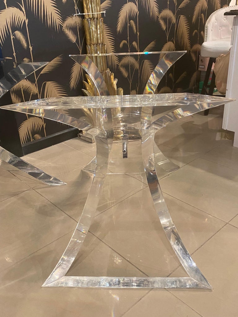 Vintage Butterfly Lucite and Chrome Dining Table Console Bases Lion In ...
