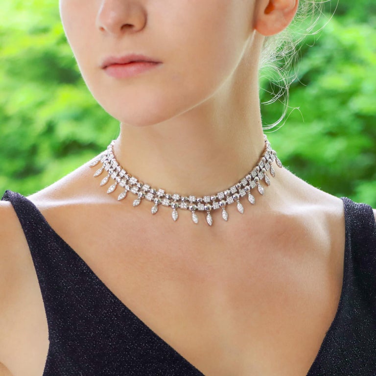 Vintage Bvlgari 'Lucea' Diamond Choker Necklace in 18k White Gold For ...