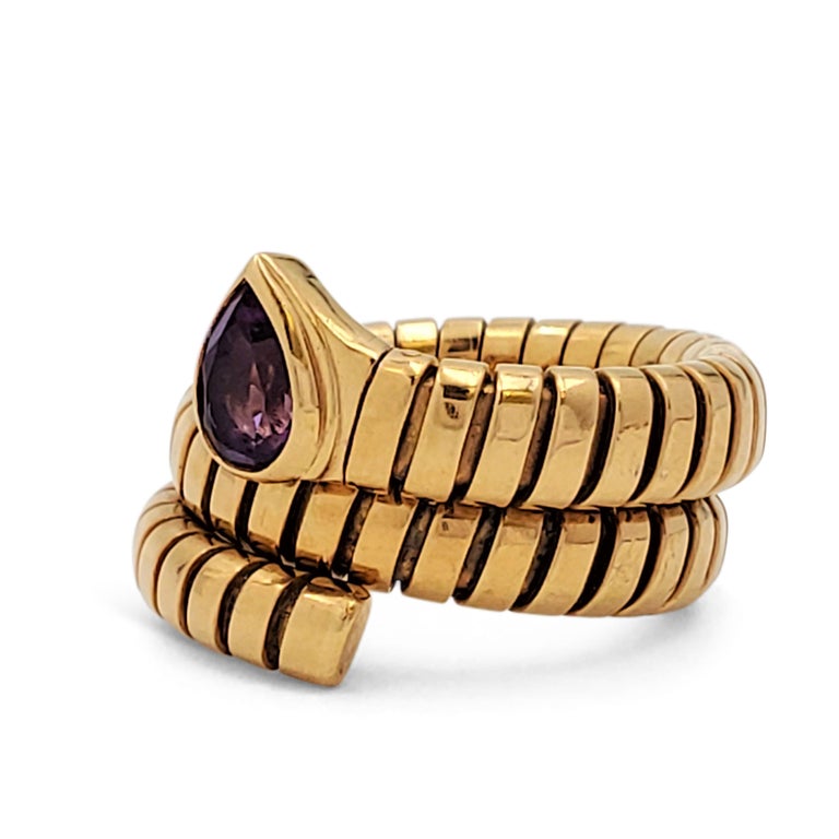 Vintage Bvlgari 'Serpentini Tubogas' Yellow Gold and Amethyst Ring For ...