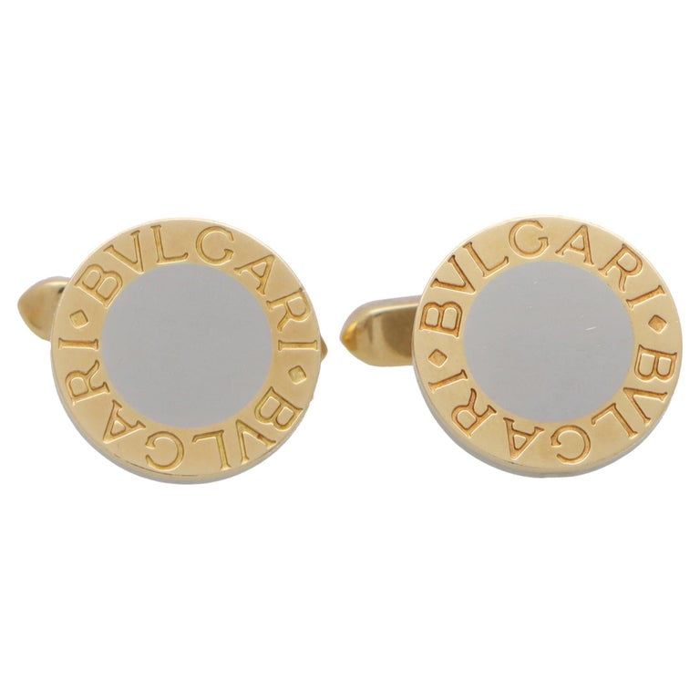 Vintage Bvlgari Signature Bar Link Cufflinks in 18k Yellow Gold and ...
