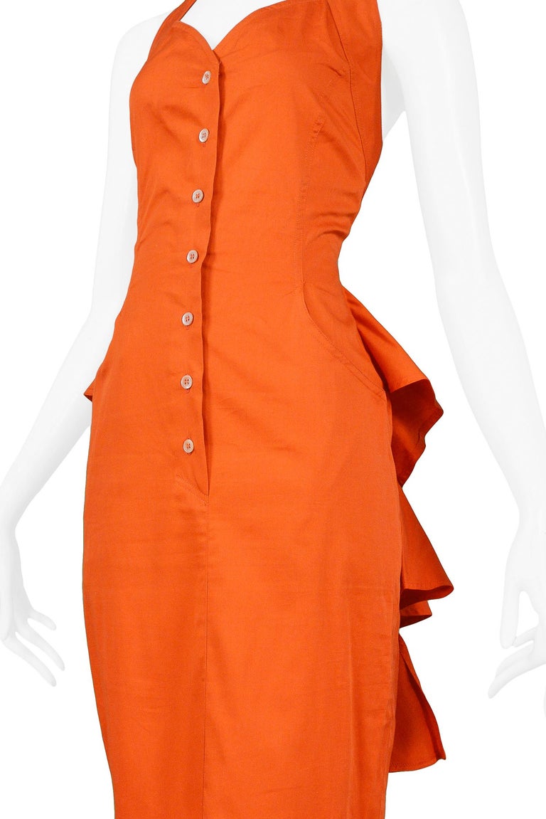 Vintage Byblos Red Halter Dress with Ruffle Back 1992 For Sale at 1stDibs