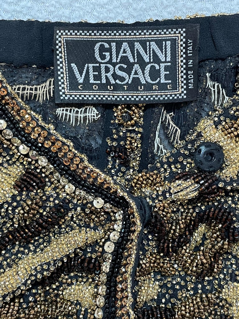 Vintage C. 1991 Gianni Versace Fully Beaded Silk Off Shoulder Jacket ...