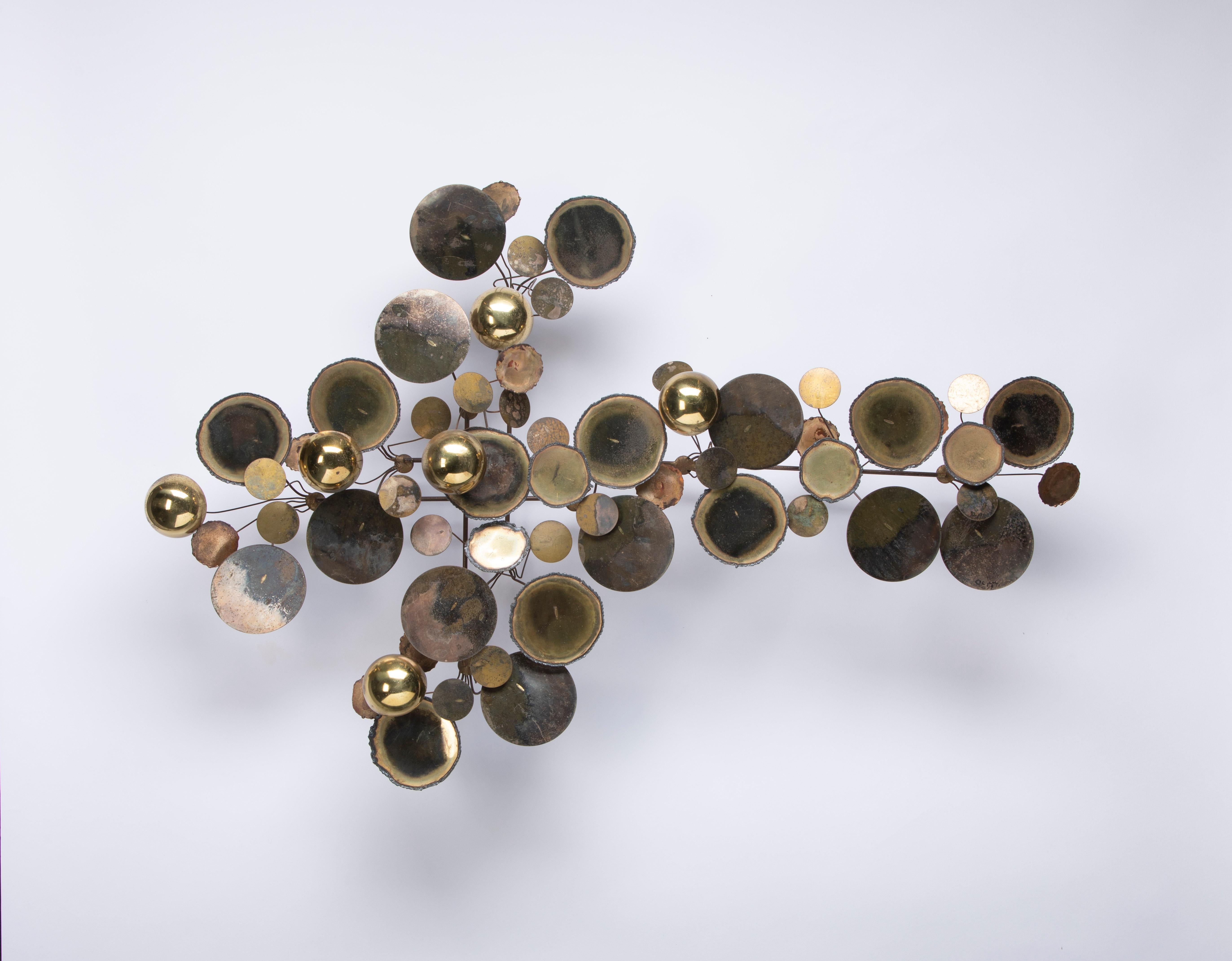 Vintage C. Jere Signed 1971 Brass "Raindrops" Wall Sculpture for ...