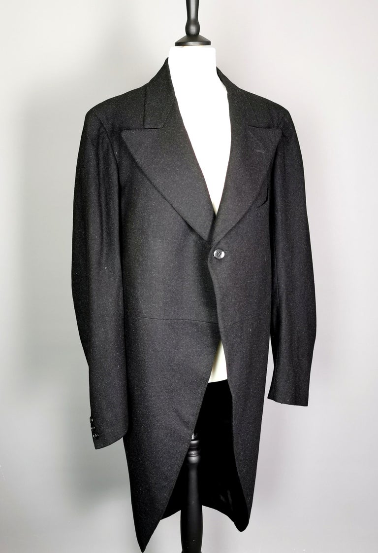 Vintage c1930s Men's Black wool blend tailcoat at 1stDibs