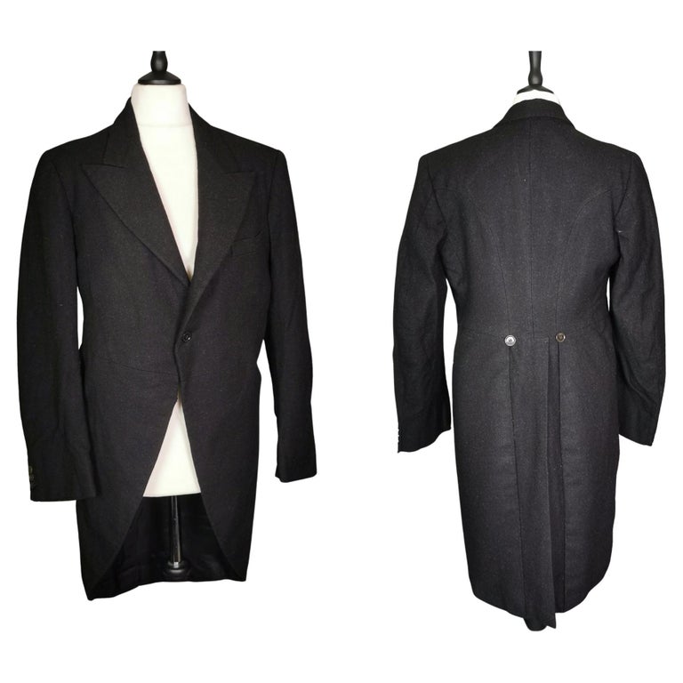 Vintage c1940s Mens Black wool tailcoat For Sale at 1stDibs