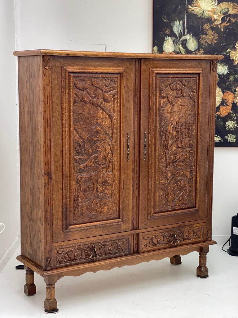 Vintage Cabinet from Germany with Hand Carved Motifs, circa 1930s For ...