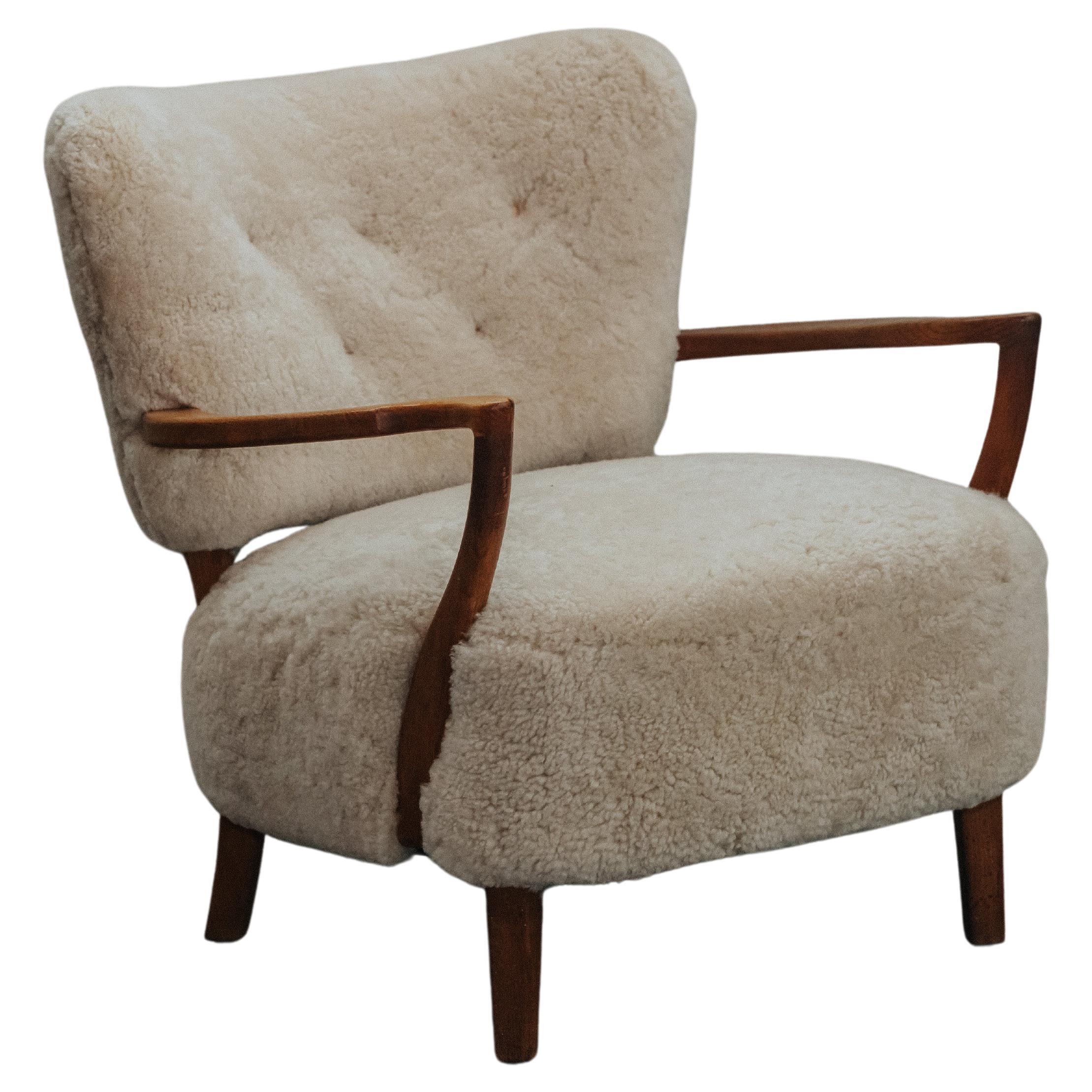 Vintage Shearling Cabinetmaker Lounge Chair From Denmark, Circa 1950 ...
