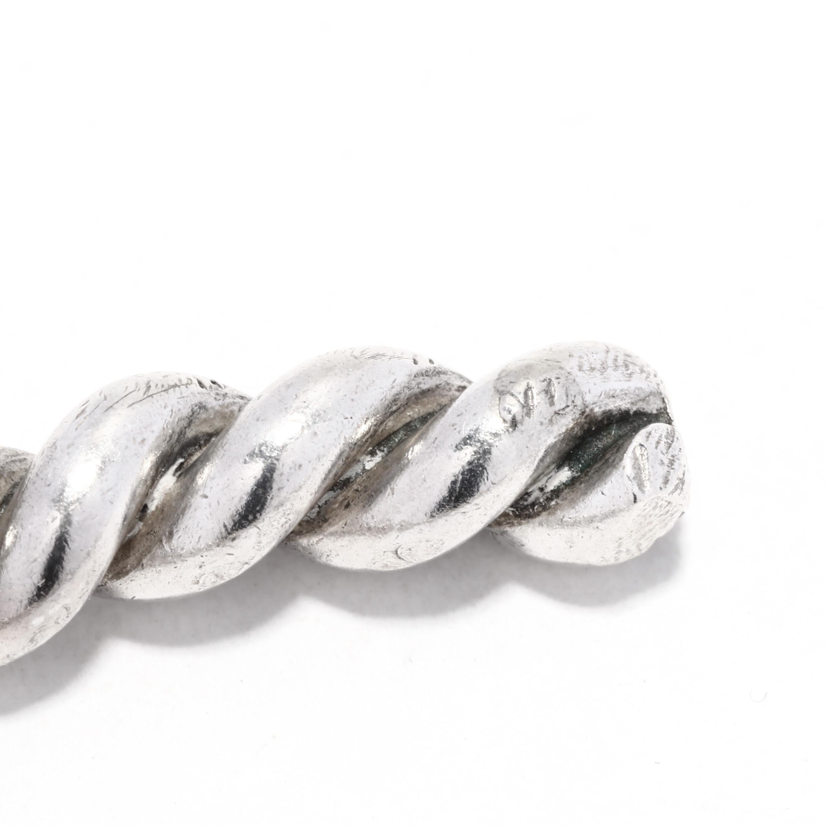 Vintage Cable Cuff Bracelet, Sterling Silver, Slim Silver For Sale at ...