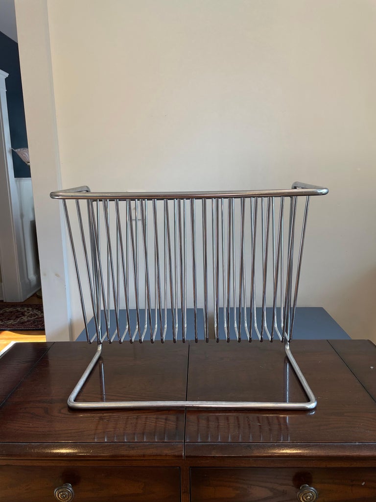 Vintage Cantilever Chrome Magazine Rack For Sale at 1stDibs