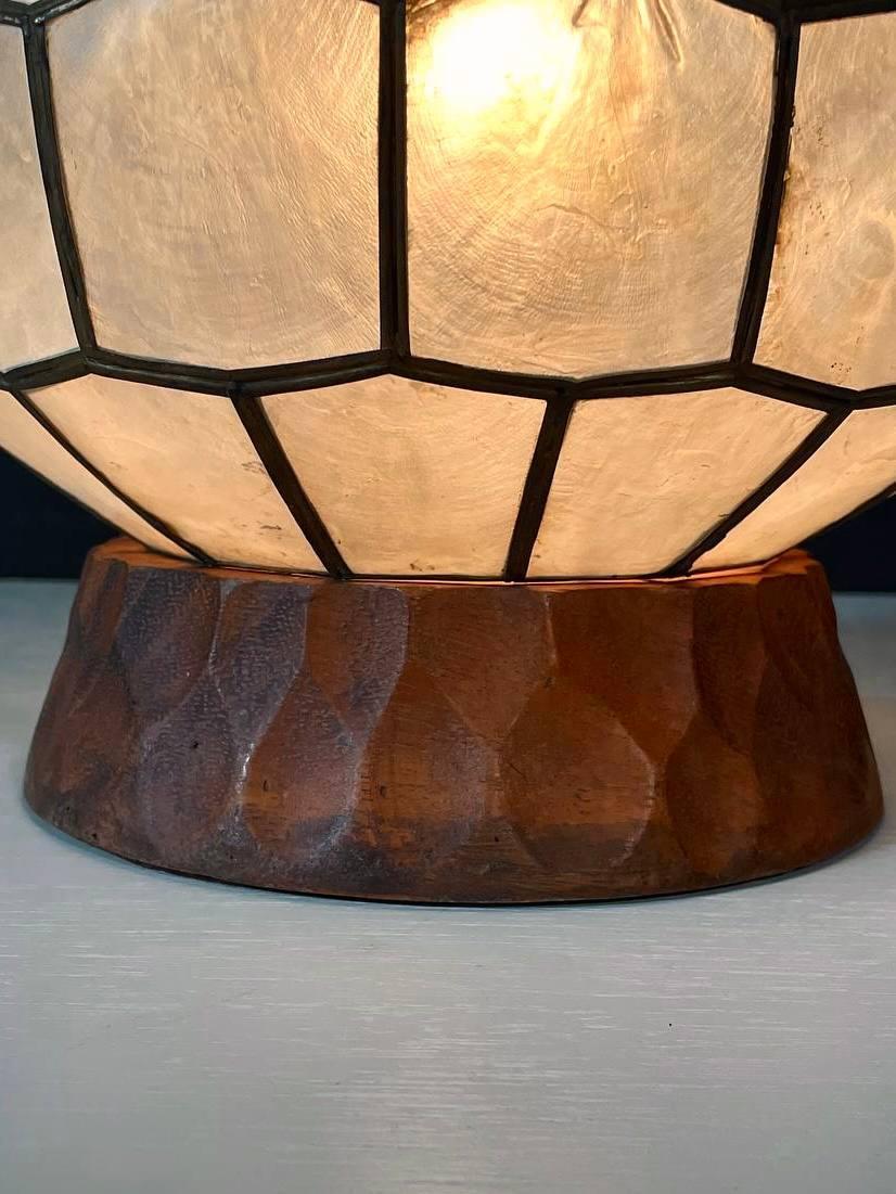 Vintage Capiz Lotus Leaf Shell and Brass Table Lamp For Sale at 1stDibs