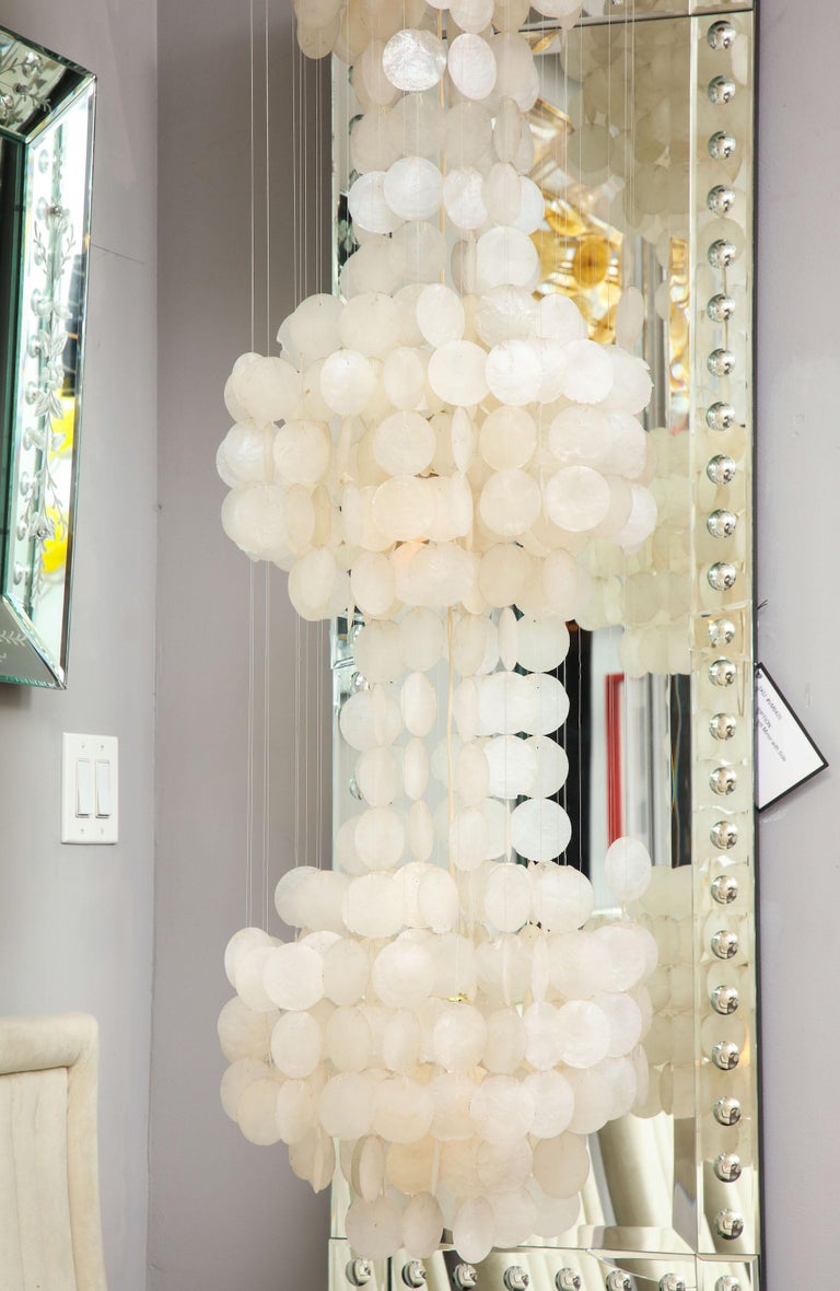 Vintage Capiz Shell Extra Large Chandelier by Verner Panton at 1stDibs
