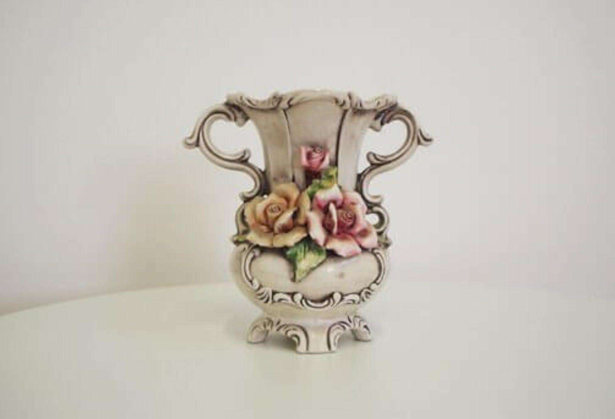 Vintage Capodimonte Ceramic Pitcher with Floral Decoration, 1940s For ...