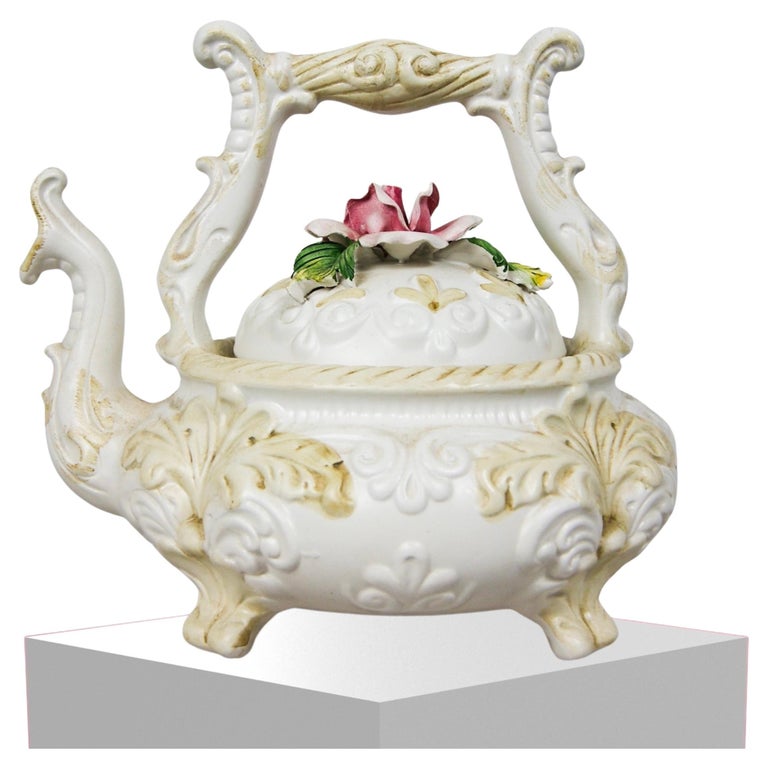 Vintage Capodimonte Italy Porcelain Decorative Kettle Unused For Sale ...