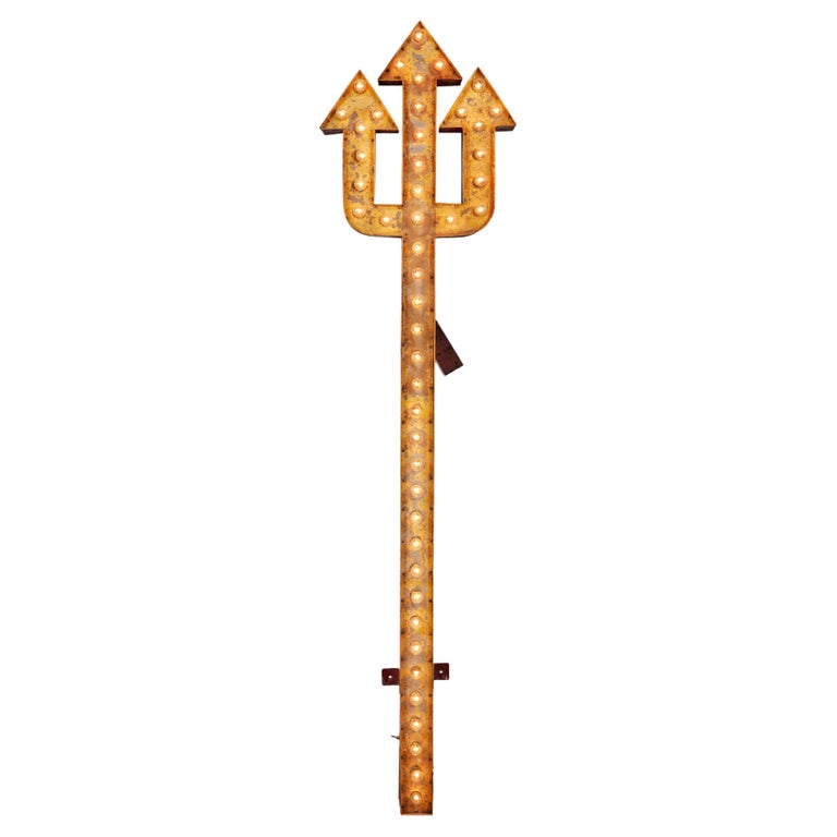 Vintage Carnival or Casino Neptune's Trident Lighted Trade Sign ...