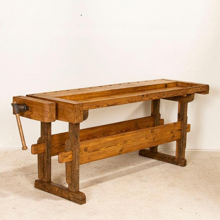 Vintage Carpenter's Workbench Rustic Console Table, Denmark at 1stDibs