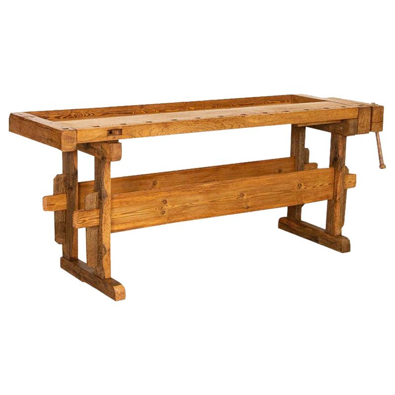 Vintage Carpenter's Workbench Rustic Console Table, Denmark at 1stDibs