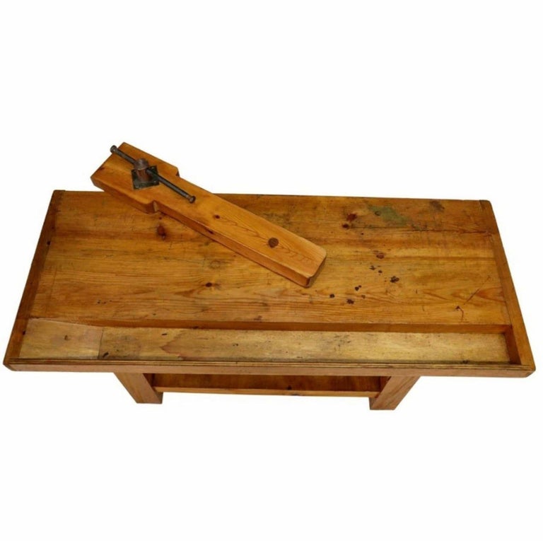 Vintage Carpentry Woodworking Pine Workbench Table For Sale at 1stDibs