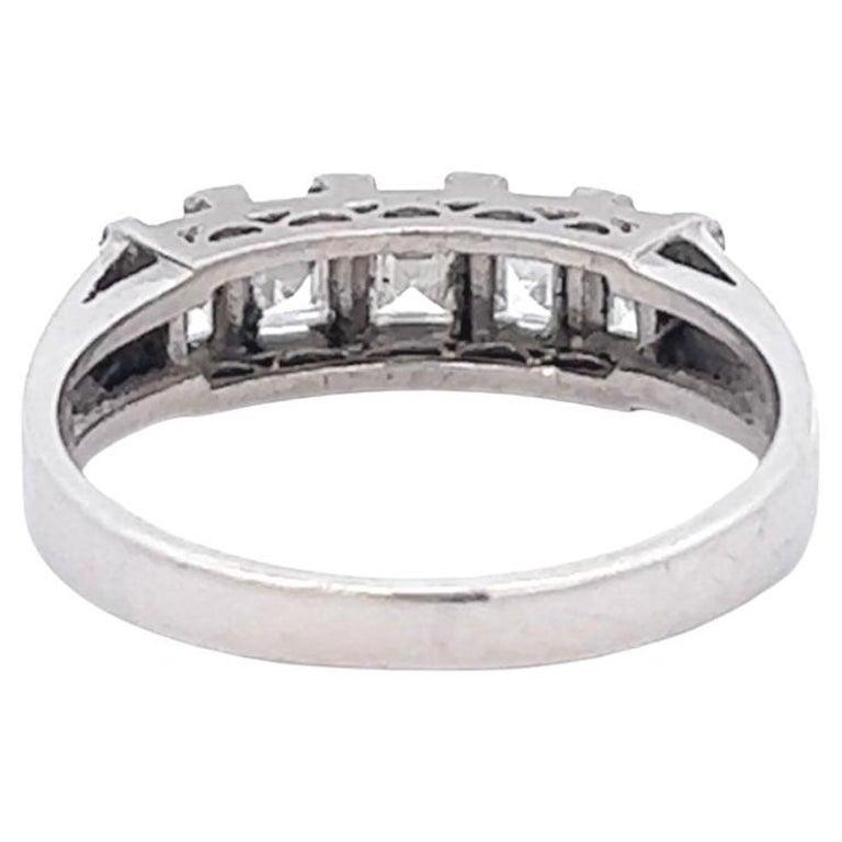 Vintage Carré Cut Diamond Platinum Half Eternity Band For Sale at 1stDibs