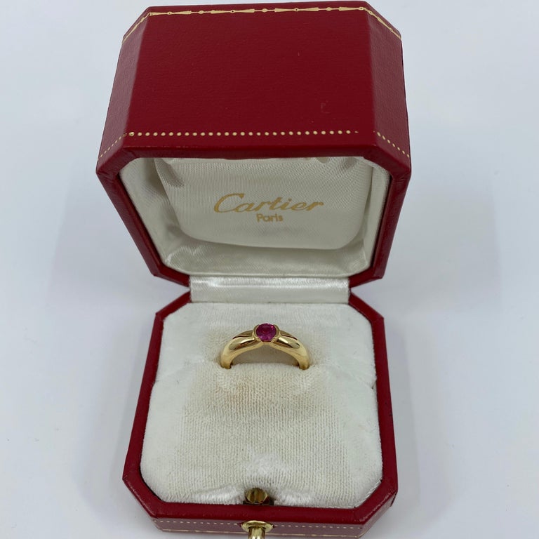 Vintage Cartier 0.50ct Red Ruby Round Ellipse 18k Yellow Gold Solitaire ...