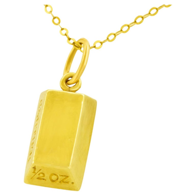 Vintage Cartier 1/2 Oz, Gold Ingot Pendant For Sale at 1stDibs