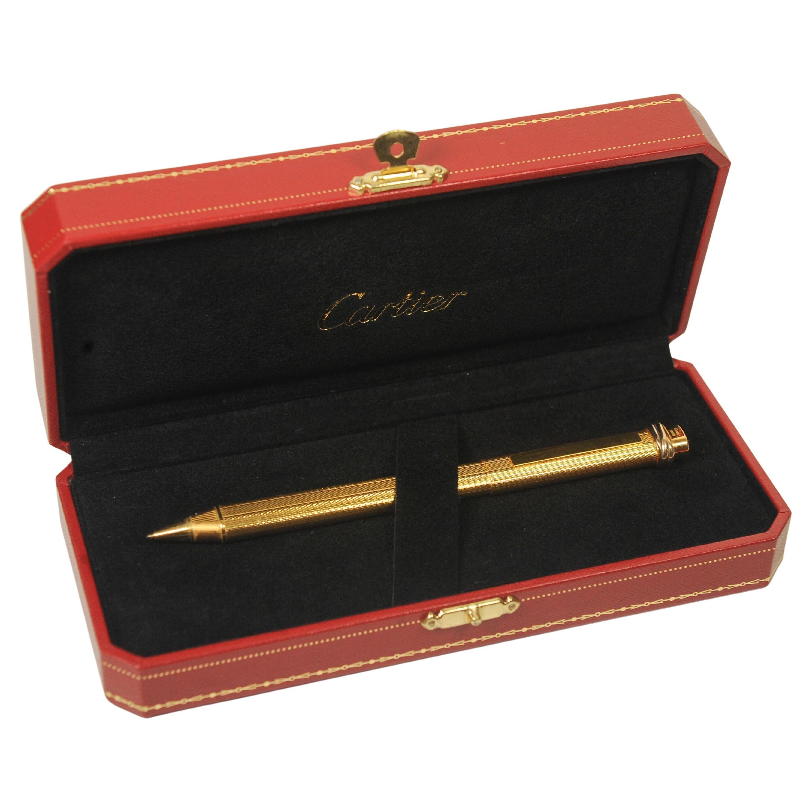 Vintage Cartier Silver Plated Vendome Crosshatch Cisele Fountain Pen at ...