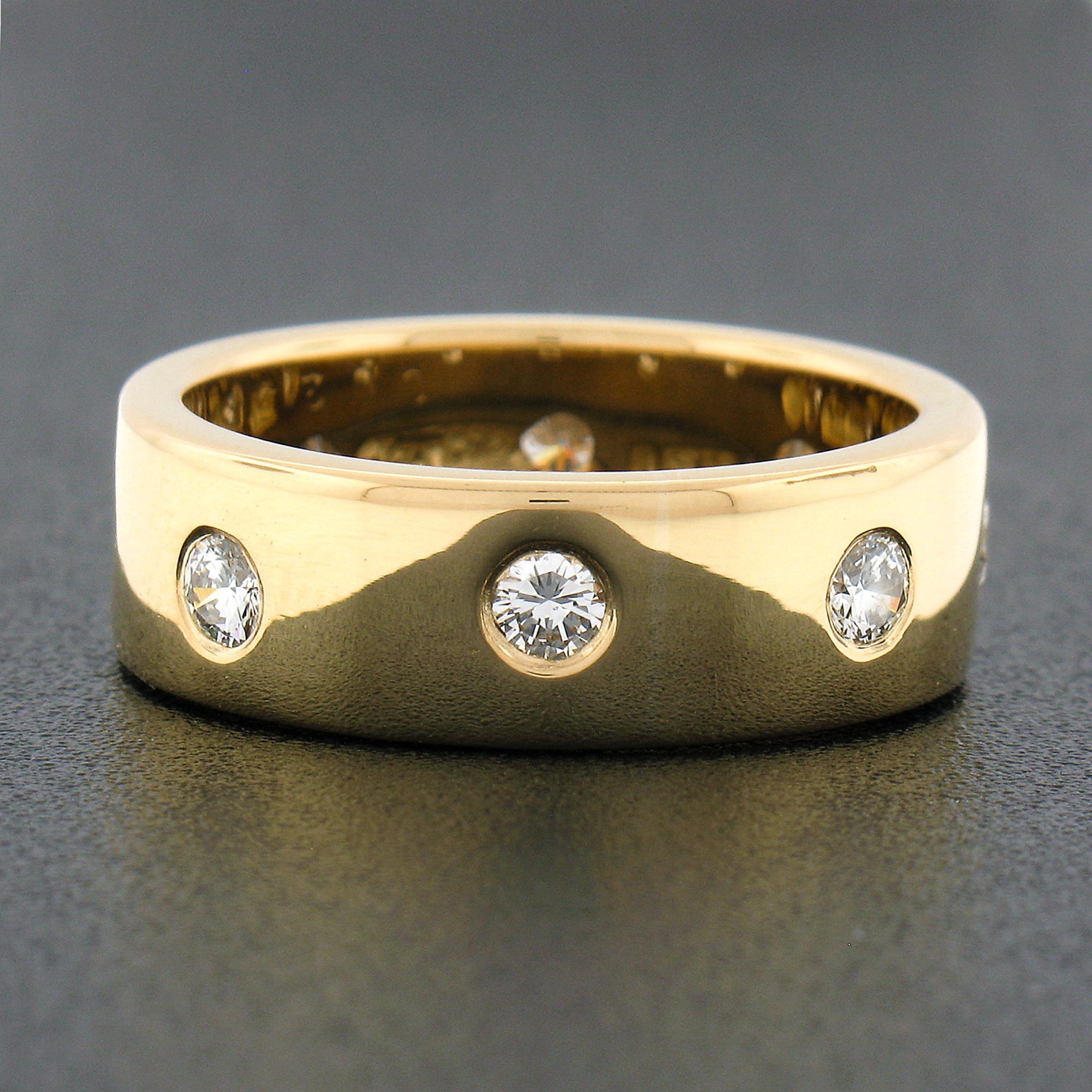 Vintage Cartier 18k Gold Round Burnish Diamond 6.4mm Polished Wide Band ...