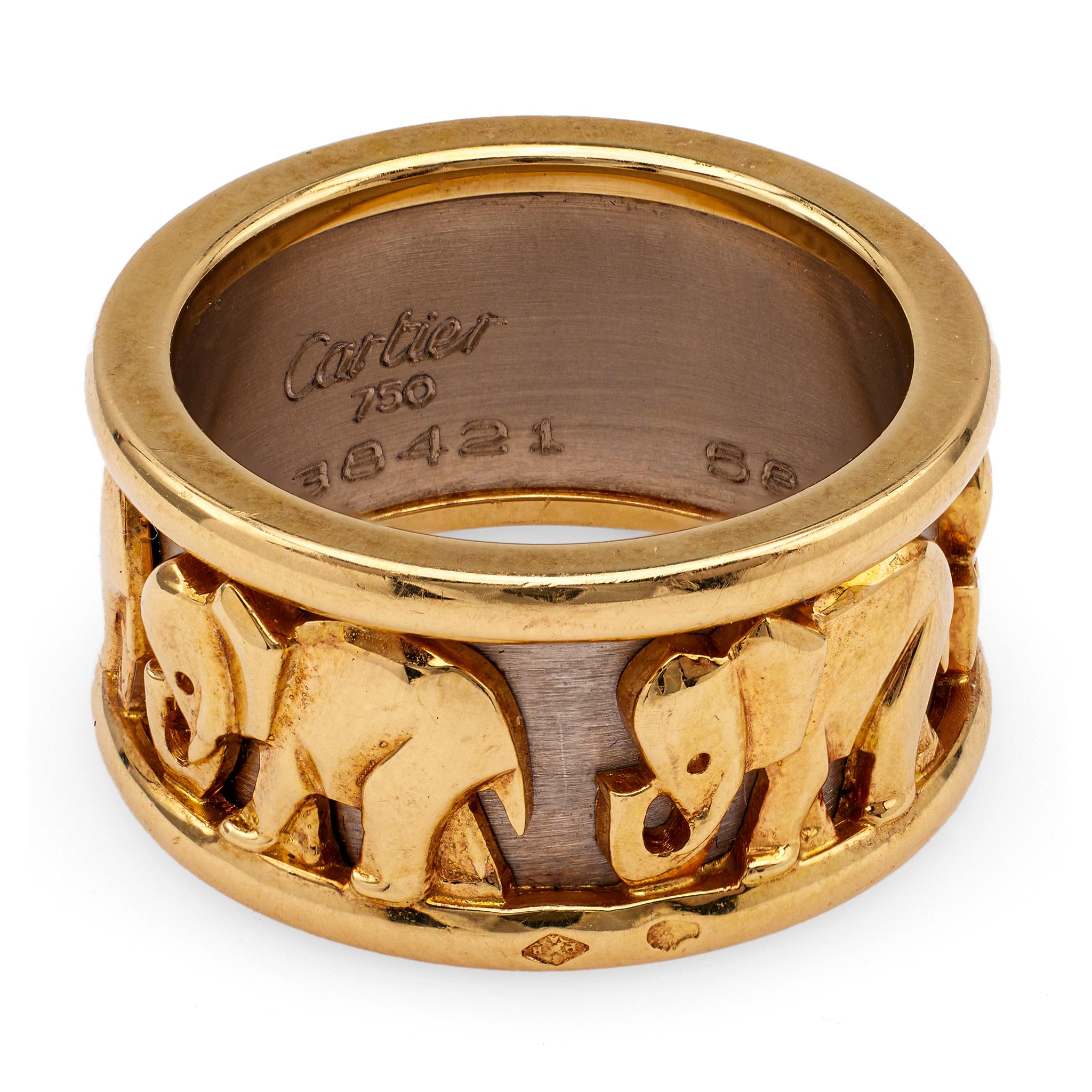 Vintage Cartier 18k Two Tone Elephant Band For Sale at 1stDibs
