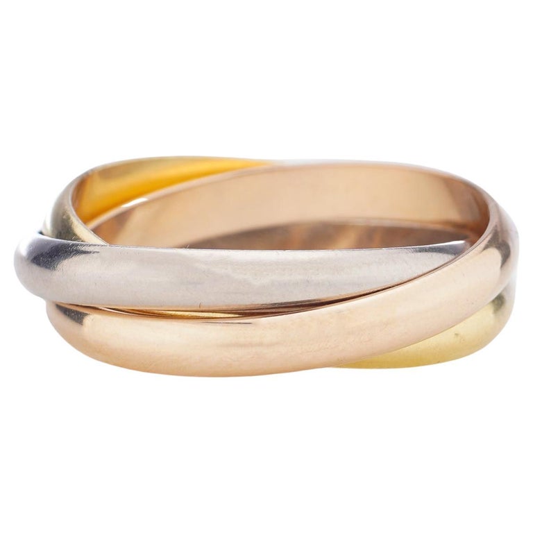 Vintage Cartier 18kt Yellow, Rose, and White Gold Men's Trinity Ring ...
