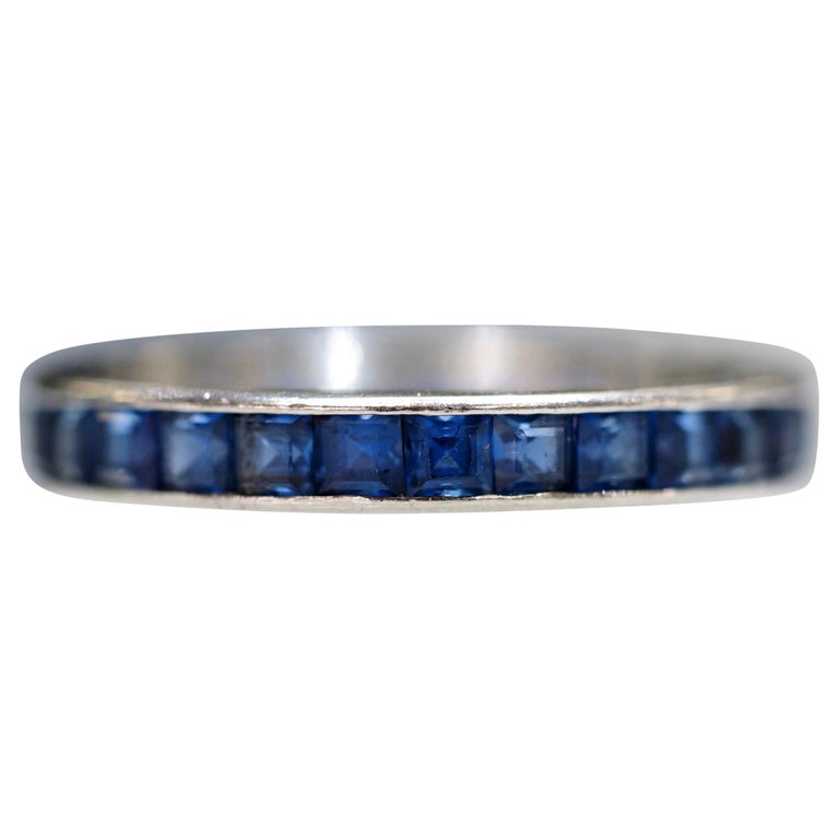Vintage Cartier 1960s French Cut Blue Sapphire Platinum Eternity Band ...