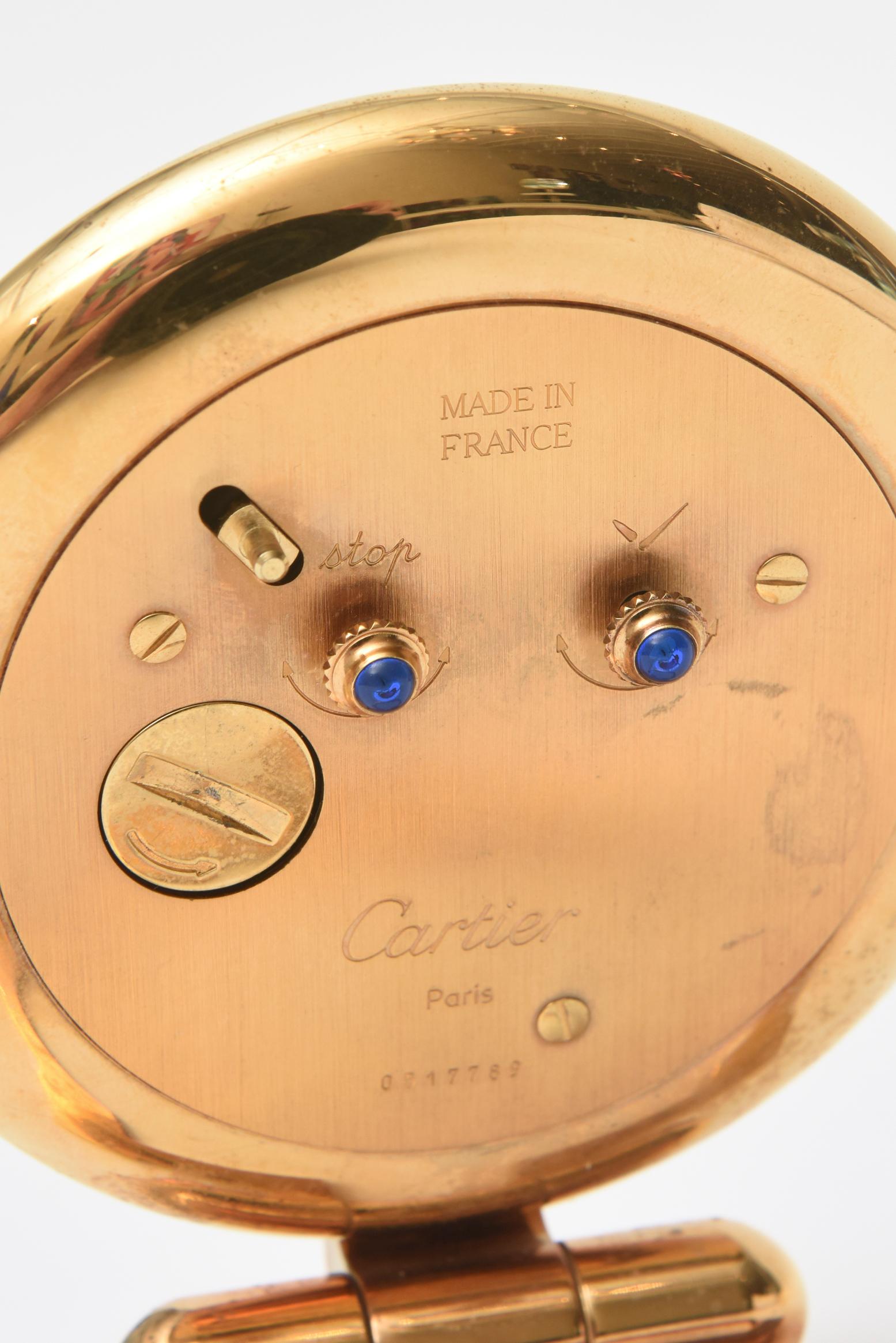 Cartier 24-Karat Gold-Plated Travel Quartz Desk Clock or Desk Accessory ...