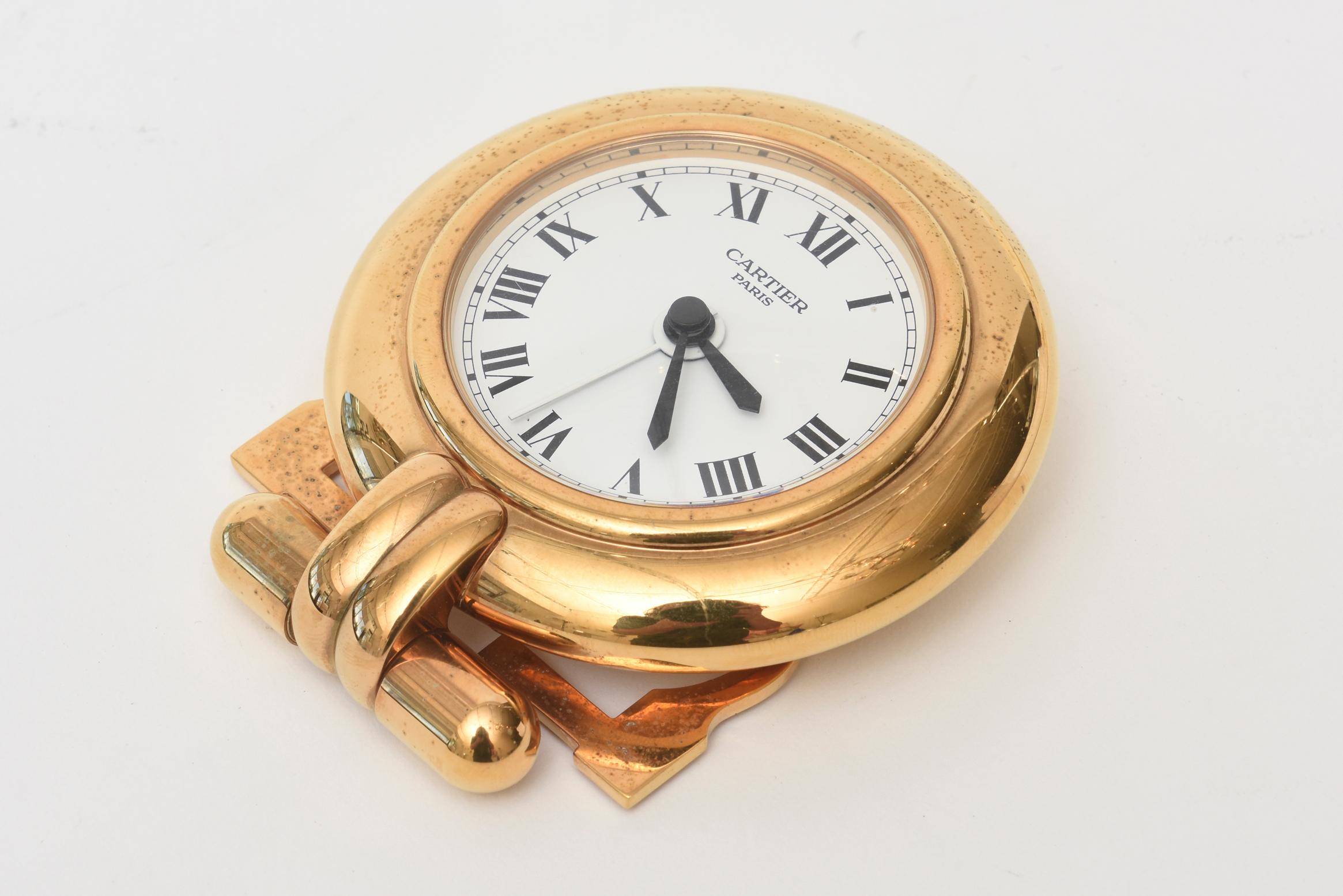 Cartier 24-Karat Gold-Plated Travel Quartz Desk Clock or Desk Accessory ...