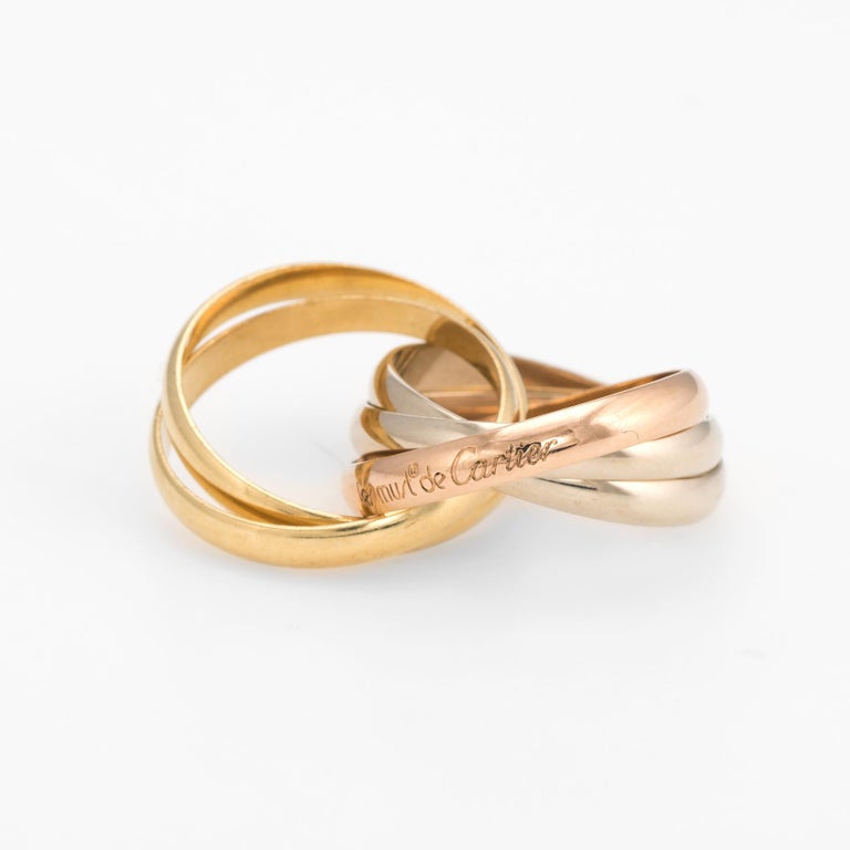 Vintage Cartier 5 Band Trinity Ring 18 Karat Gold Box and Papers ...
