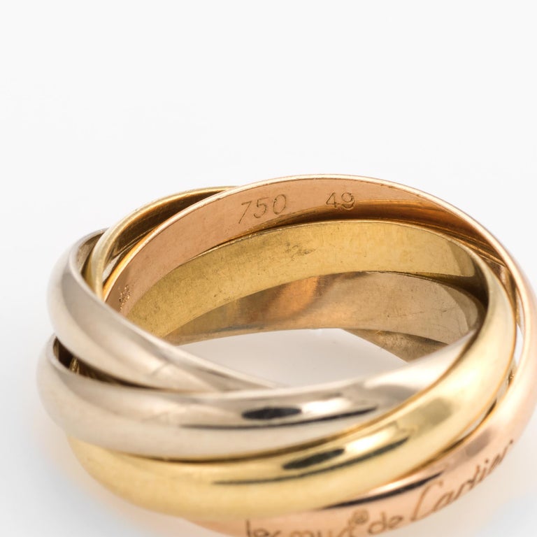 Vintage Cartier 5 Band Trinity Ring 18 Karat Gold Box and Papers ...